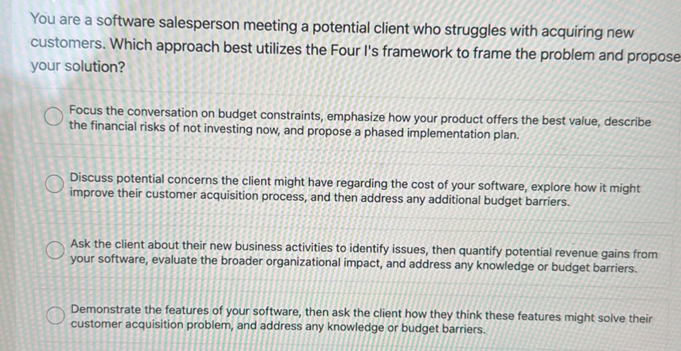 You are a software salesperson meeting a | StudyX