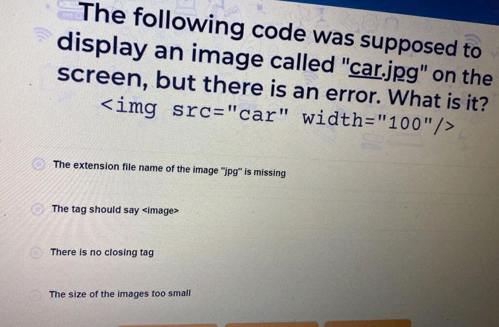 The following code was supposed to display | StudyX
