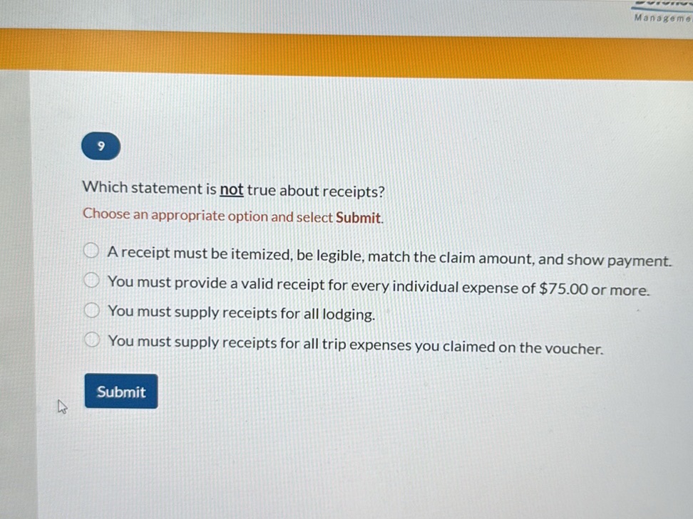 Which statement is not true about receipts?
