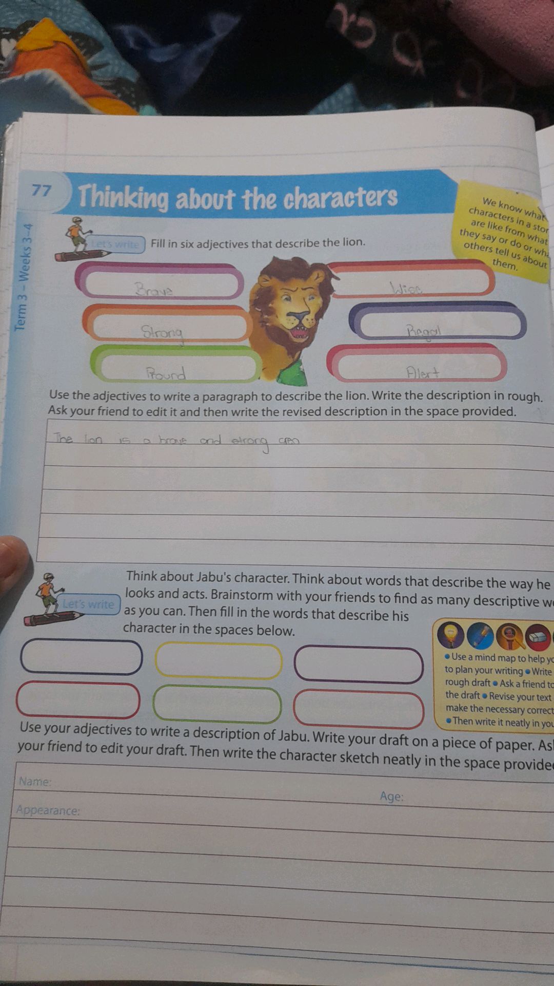 Fill in six adjectives that describe the | StudyX