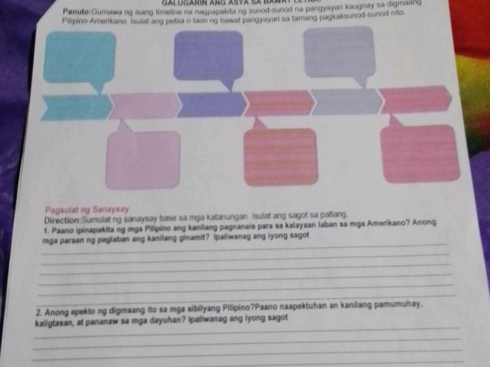 Panuto: Gumawa ng isang timeline na | StudyX