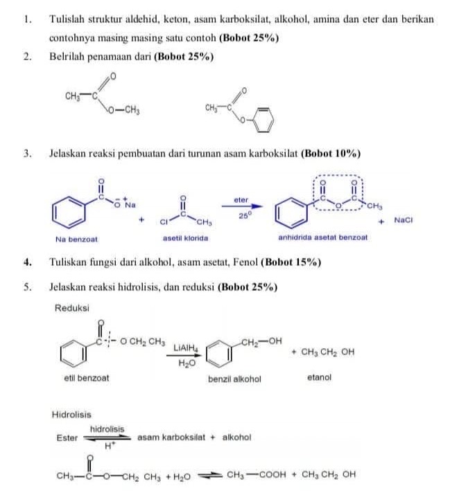 1. Tulislah struktur aldehid, keton, asam | StudyX