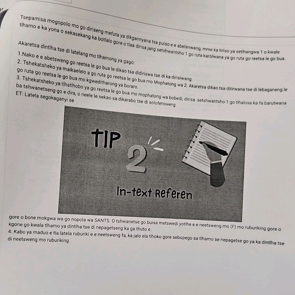 Tsepamisa mogopolo mo go diriseng mefuta ya | StudyX