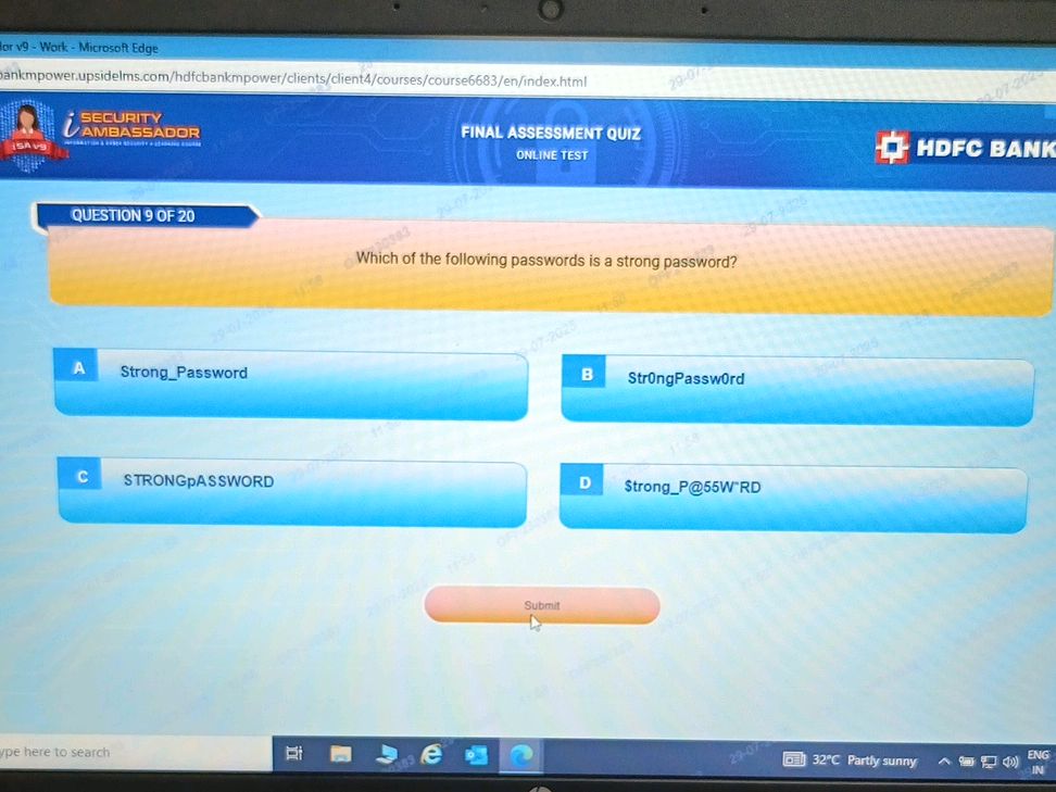 Which of the following passwords is a strong | StudyX