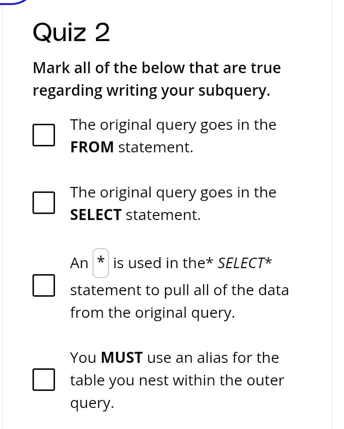 Mark all of the below that are true | StudyX