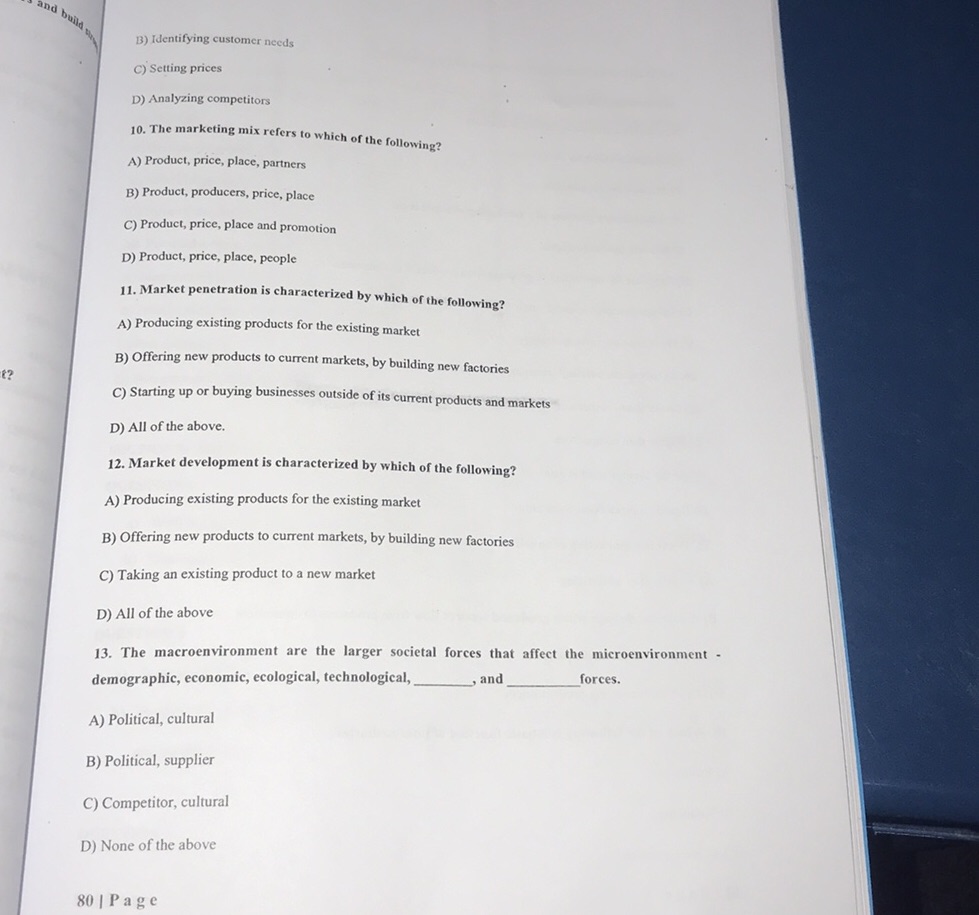 The marketing mix refers to which of the