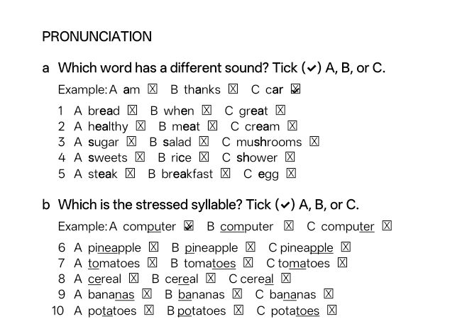 a Which word has a different sound? Tick ( ) | StudyX
