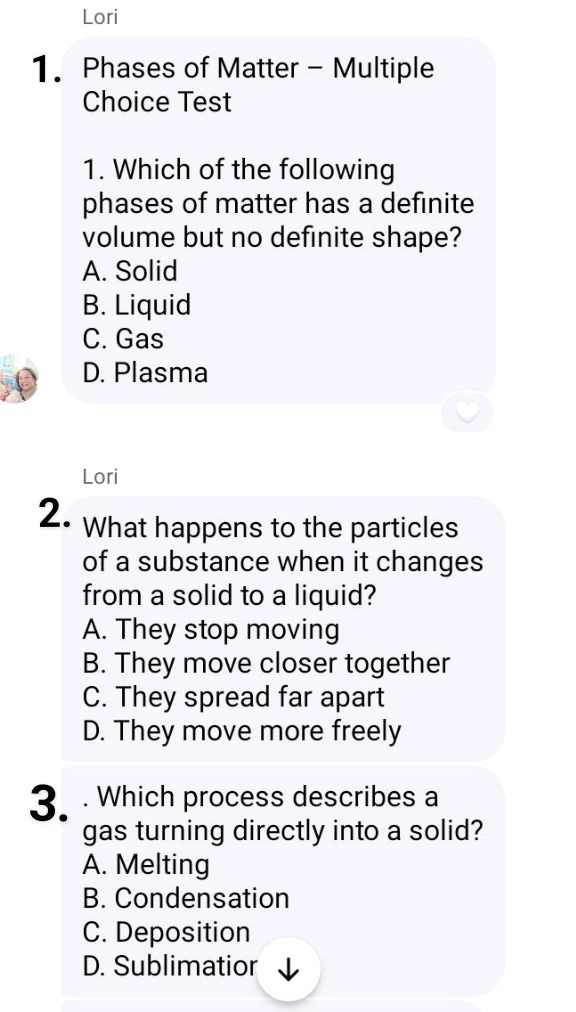 1. Phases of Matter - Multiple Choice Test | StudyX