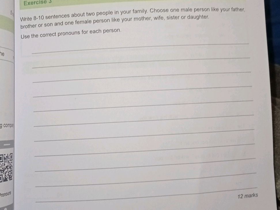 Exercise 3 Write 8-10 sentences about two | StudyX