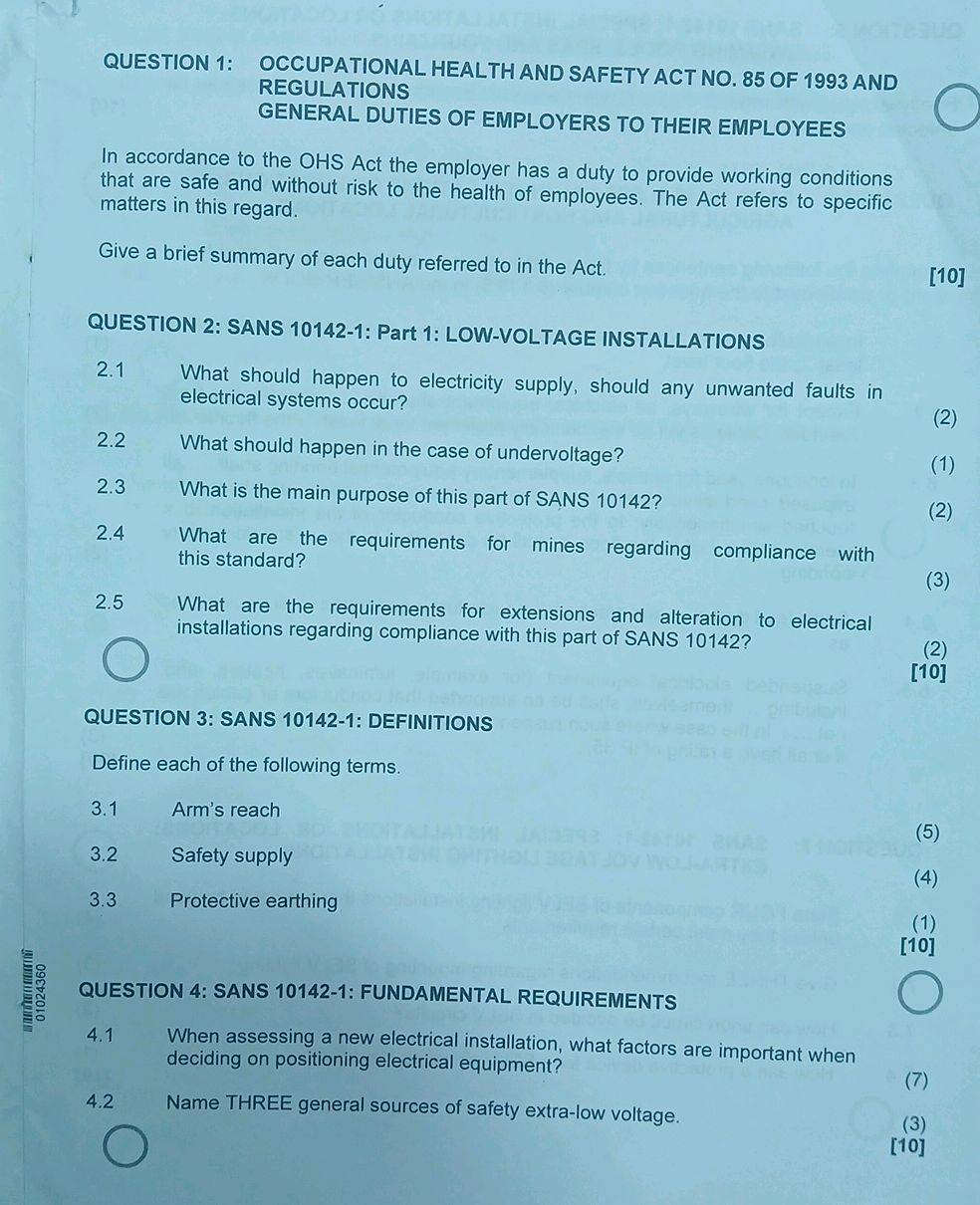 QUESTION 1: OCCUPATIONAL HEALTH AND SAFETY | StudyX