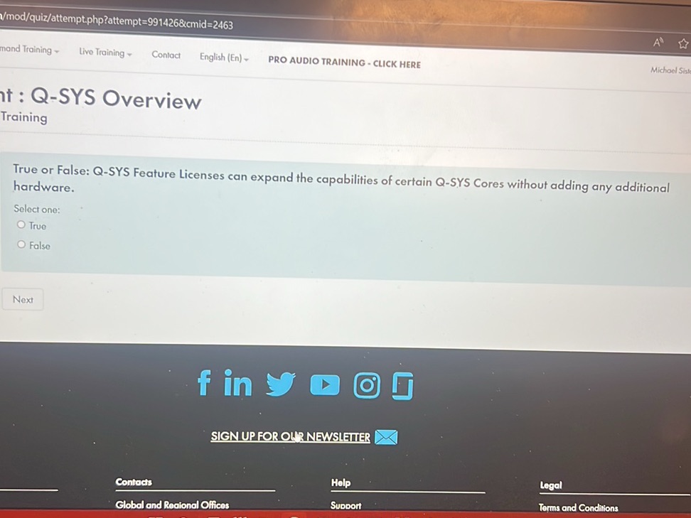True or False: Q-SYS Feature Licenses can | StudyX