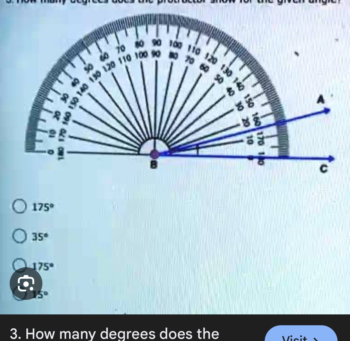 3. How many degrees does the protractor show | StudyX