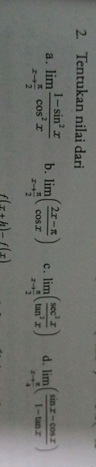 2. Tentukan nilai dari a. $_{x { }{2}} | StudyX