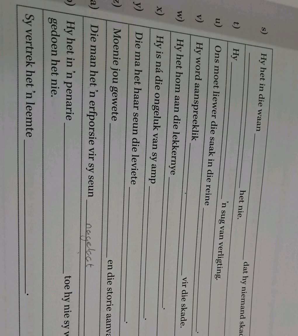 s) Hy het in die waan dat hy niemand skade