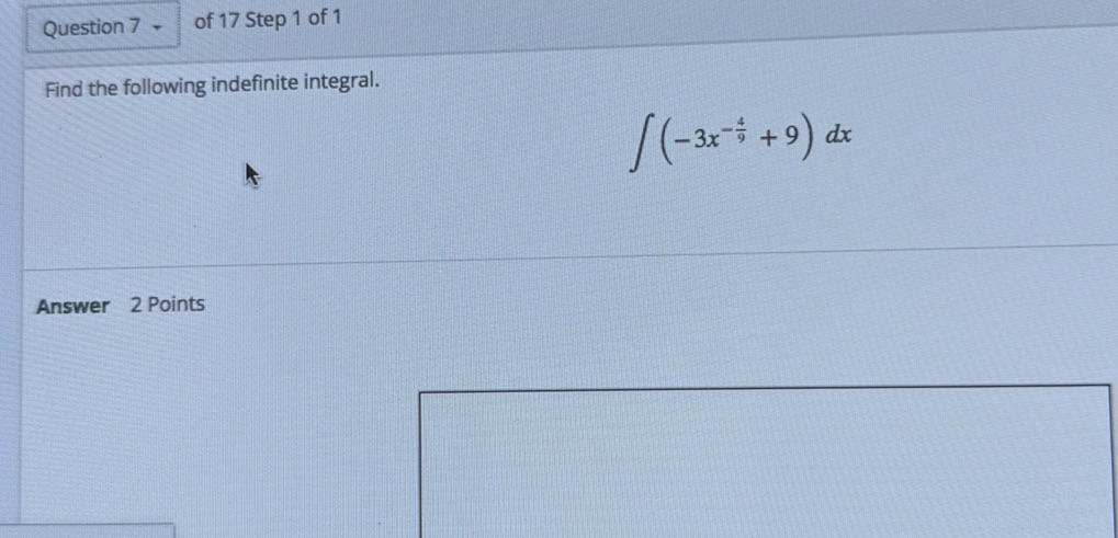 Find the following indefinite integral. $ | StudyX