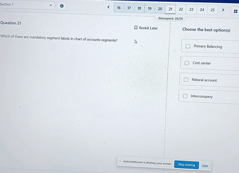 Which of these are mandatory segment labels | StudyX