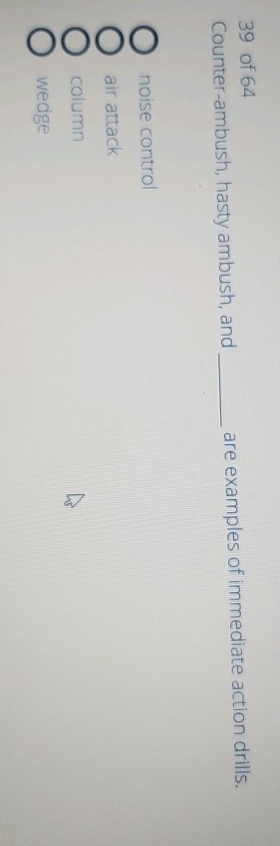 Counter-ambush, hasty ambush, and ______ are | StudyX