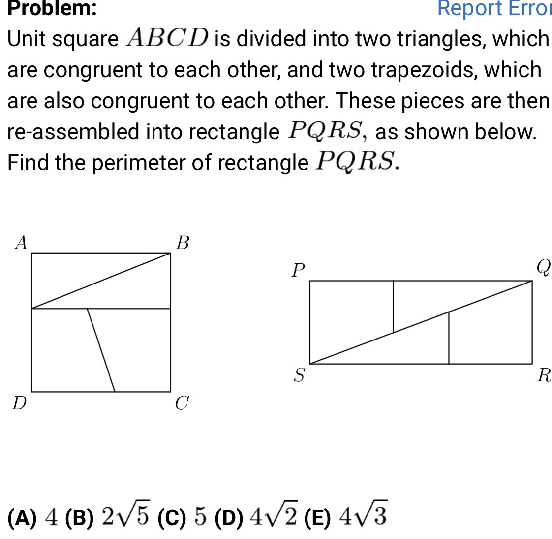 Problem: Unit square $ABCD$ is divided into