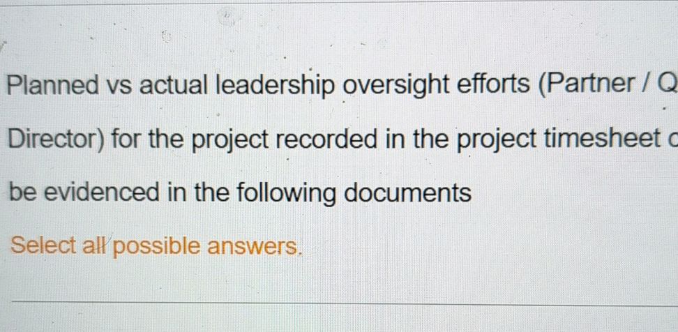 Planned vs actual leadership oversight | StudyX