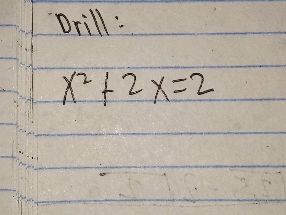 Solve quadratic equation x^2 + 2x = 2