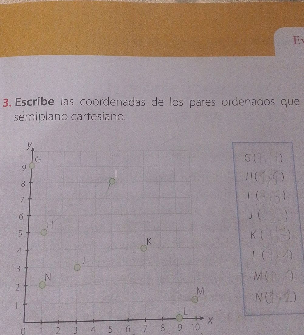 3. Escribe las coordenadas de los pares | StudyX