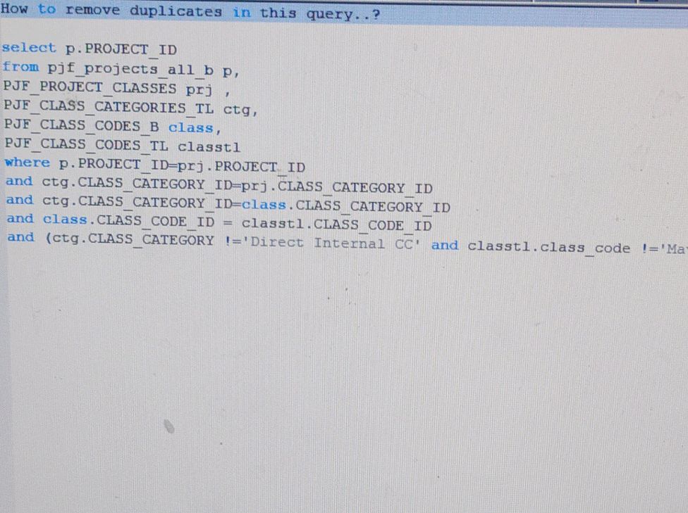 How to remove duplicates in this query..? | StudyX
