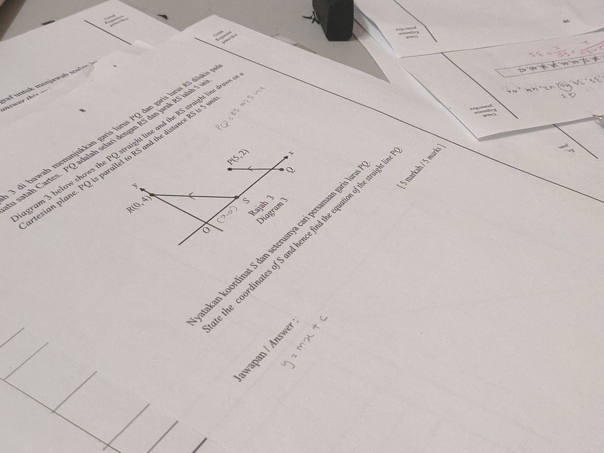 Diagram 3 below shows the PQ straight line | StudyX