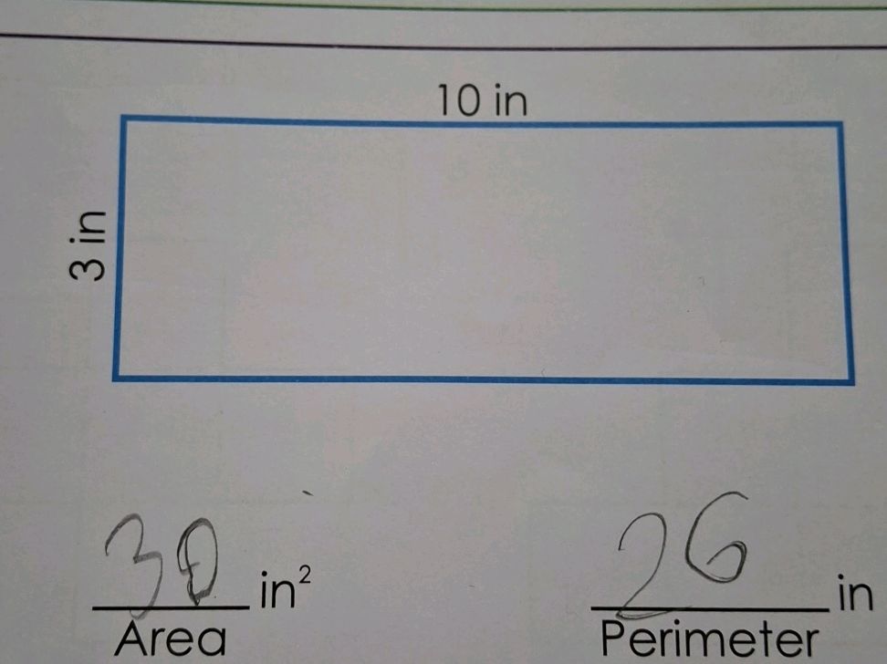 A rectangle is shown with a length of 10 in | StudyX