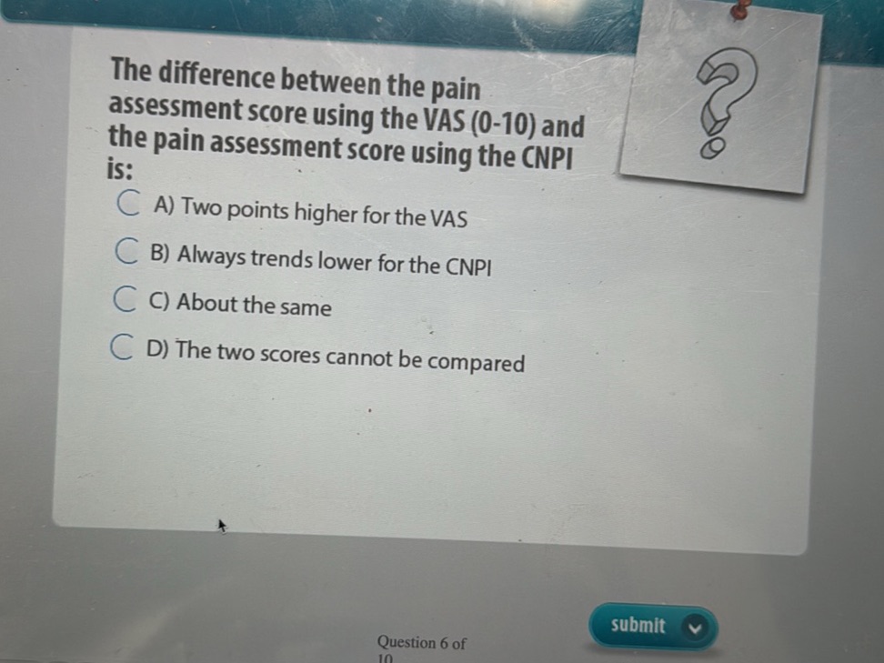 The difference between the pain assessment | StudyX