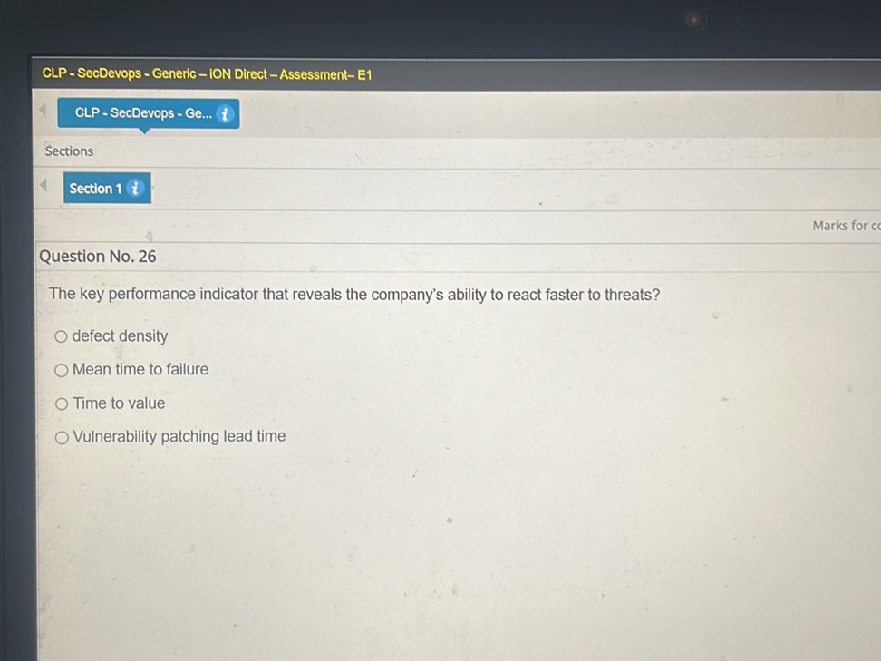 Question No. 26 The key performance | StudyX