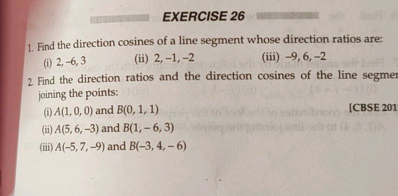 Find the direction cosines of a line segment