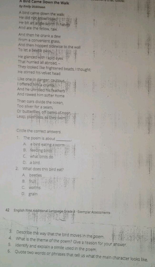 Circle the correct answers. 1. The poem is | StudyX