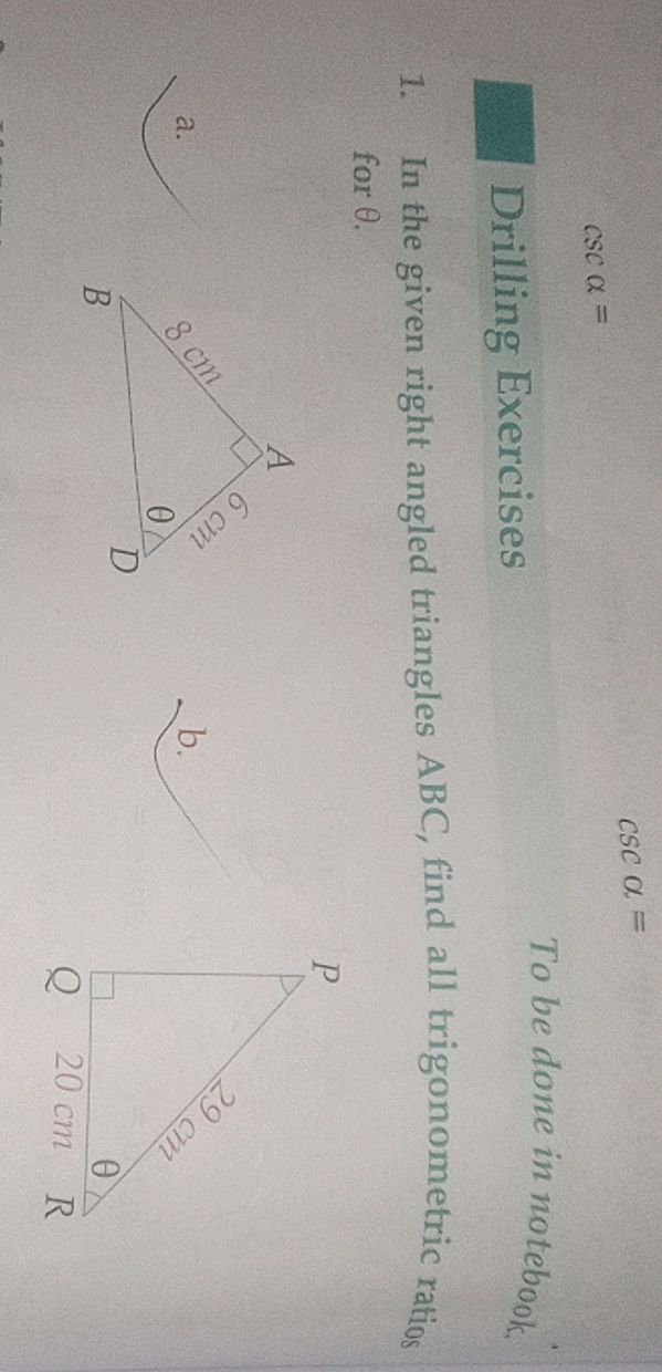 1. In the given right angled triangles ABC, | StudyX