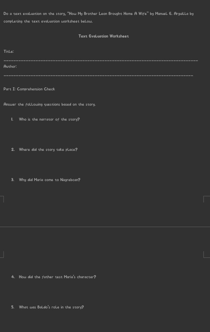 Do a text evaluation on the story, "How My | StudyX