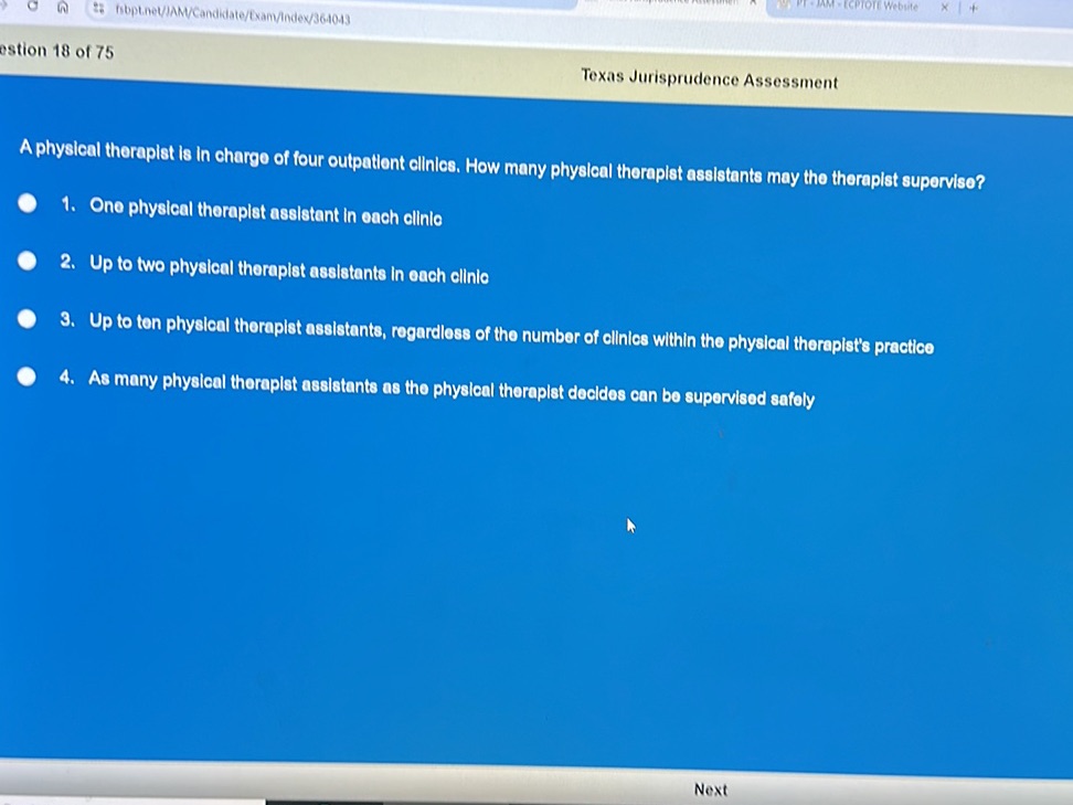 A physical therapist is in charge of four