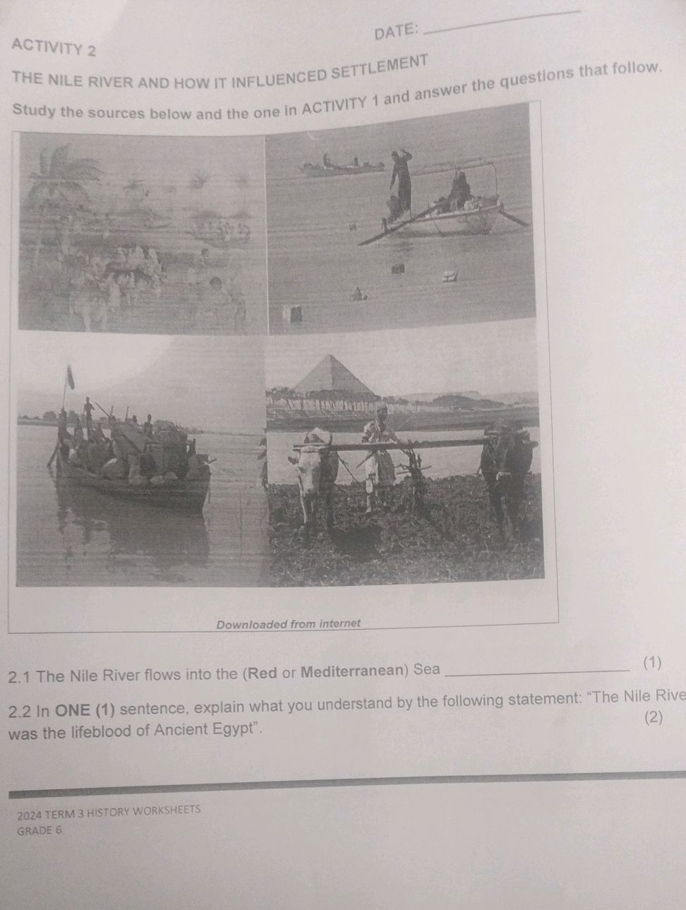 2.1 The Nile River flows into the (Red or