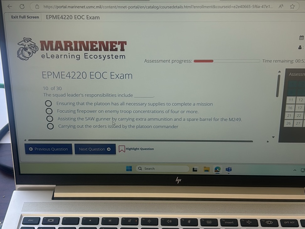 The squad leader's responsibilities include | StudyX