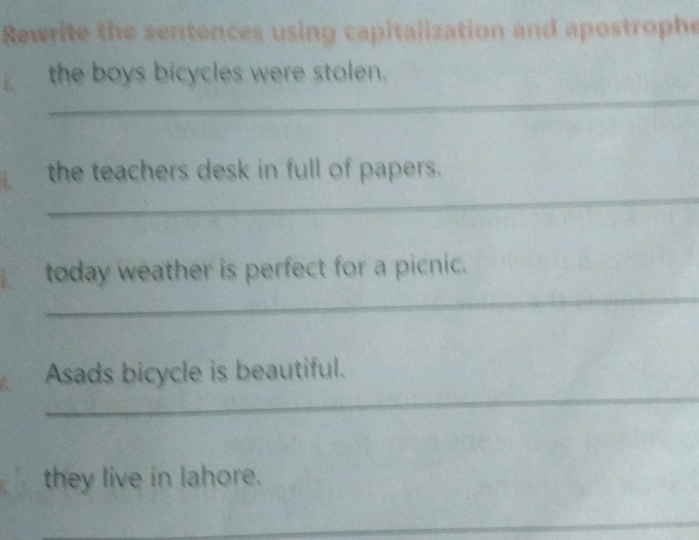 Rewrite the sentences using capitalization
