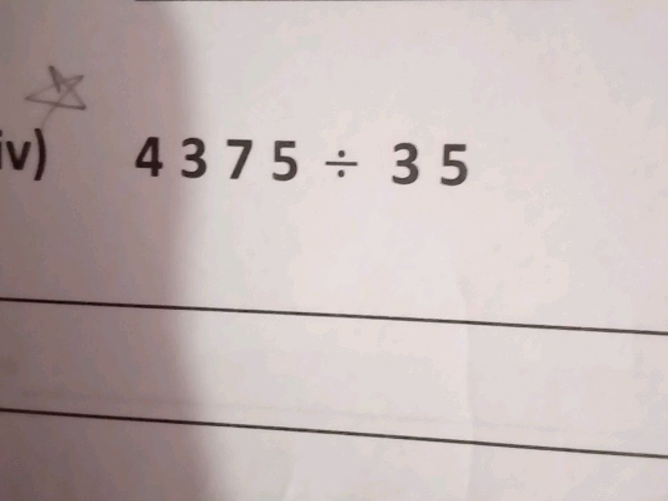 Division problem: 4375 divided by 35 | StudyX