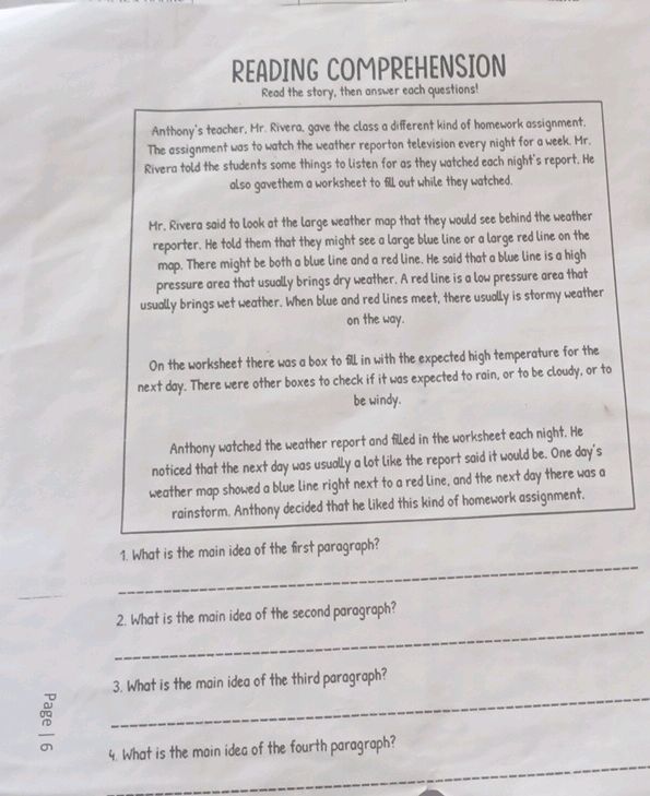 READING COMPREHENSION Read the story, then | StudyX