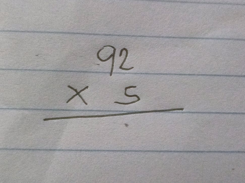Multiplication: 92 times 5 | StudyX