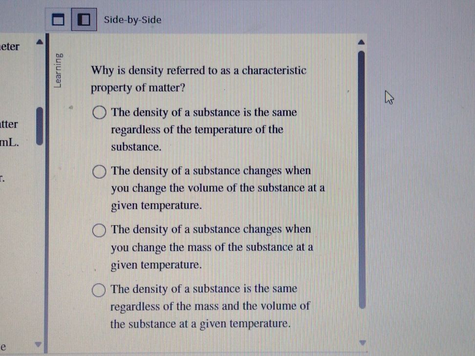 Why is density referred to as a | StudyX