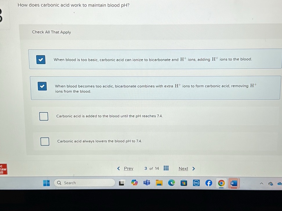 How does carbonic acid work to maintain