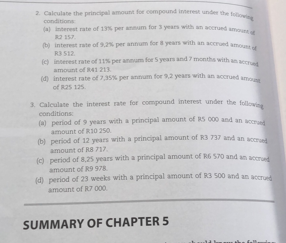 Calculate the principal amount for compound