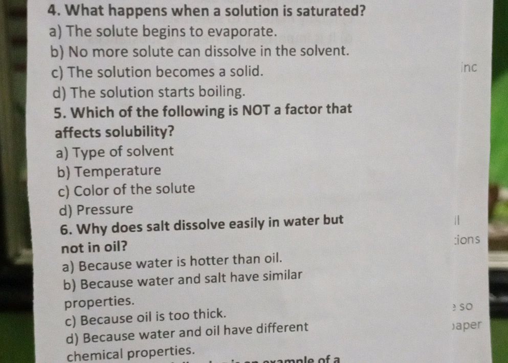 4. What happens when a solution is | StudyX