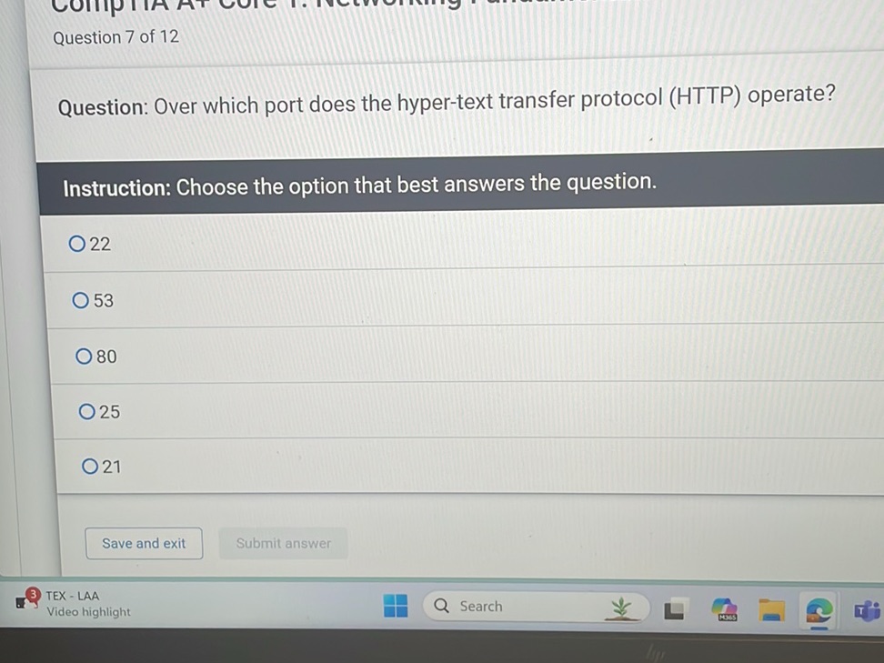 Question: Over which port does the | StudyX