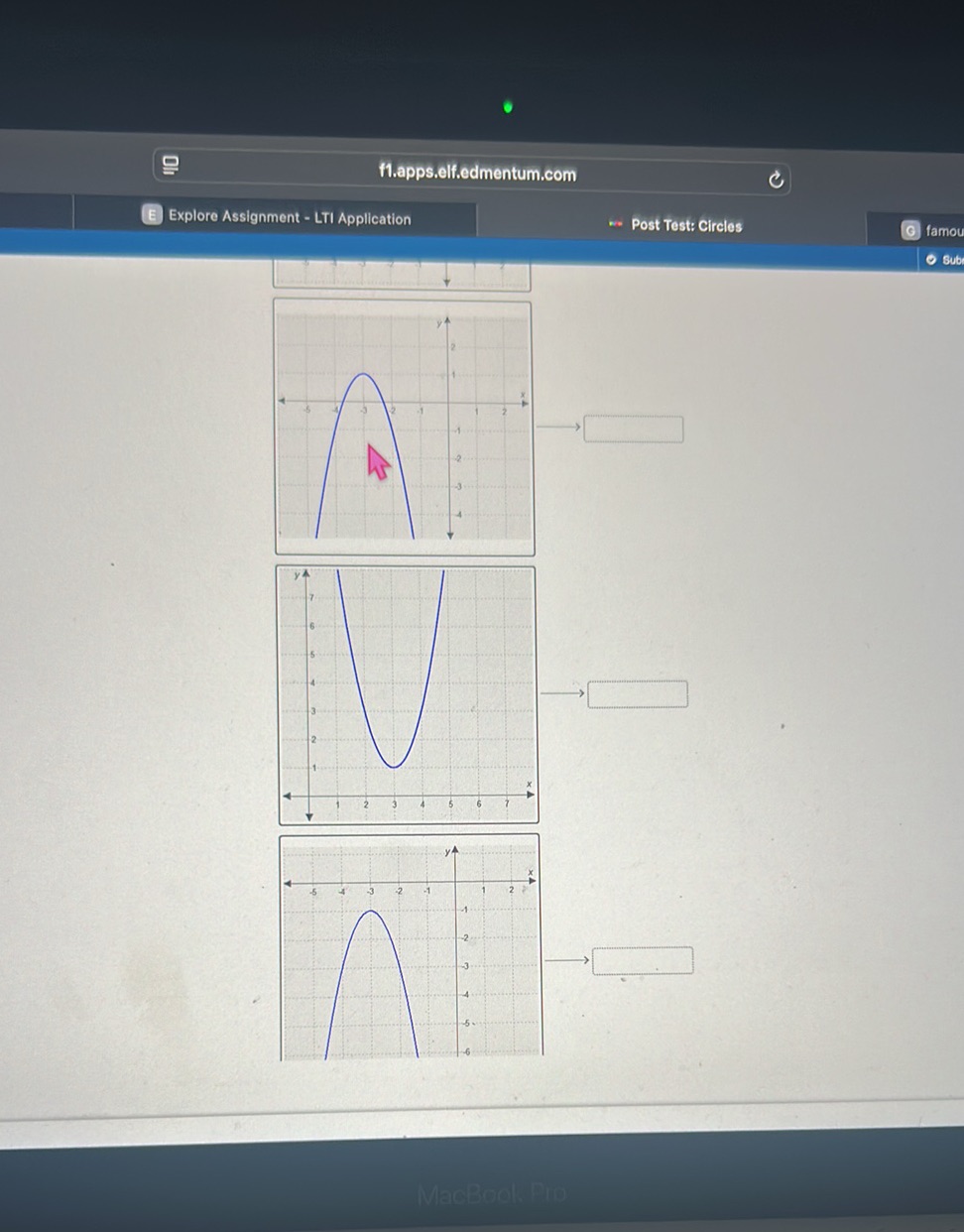 The image shows three graphs of parabolas. | StudyX