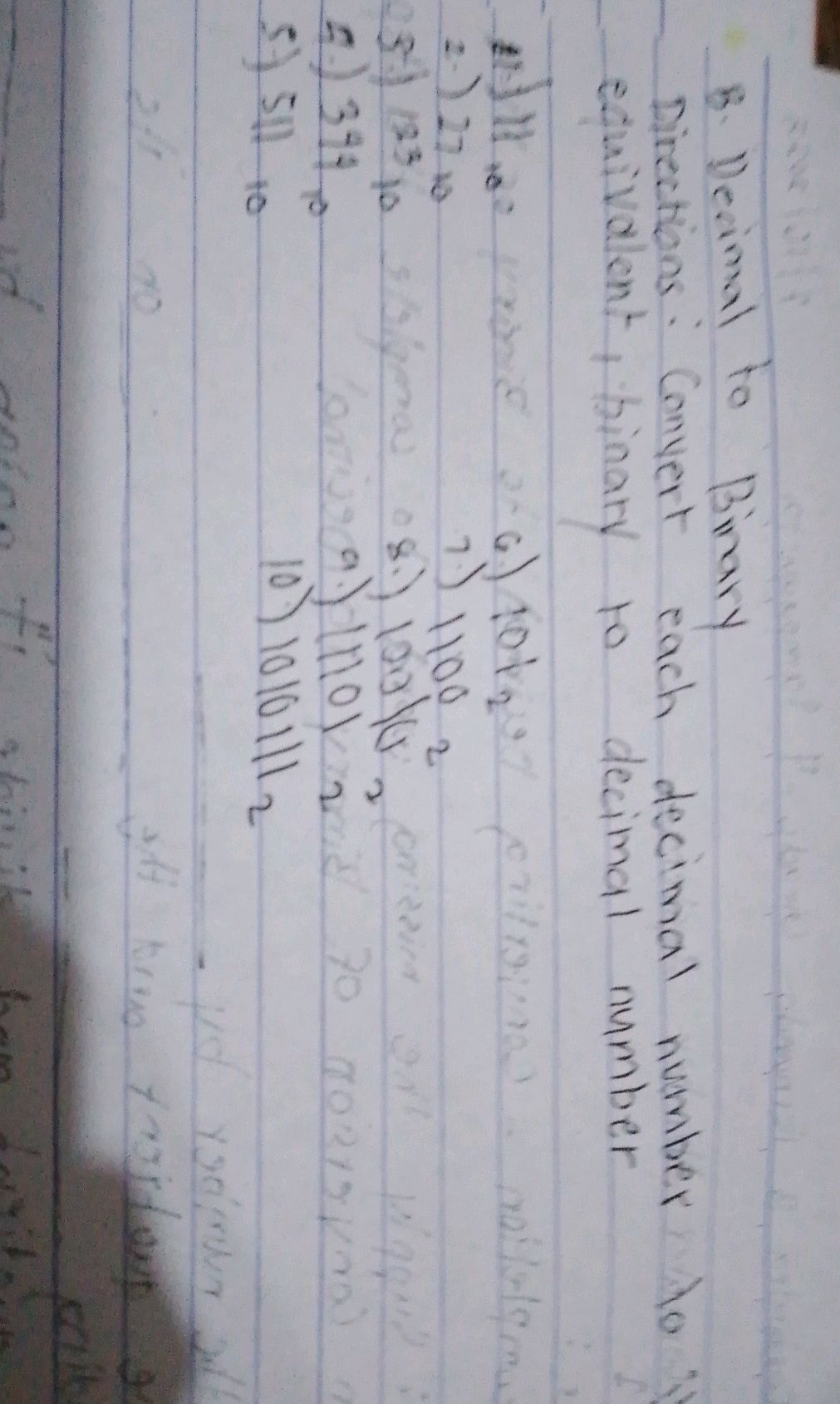 8. Decimal to Binary Directions: Convert | StudyX