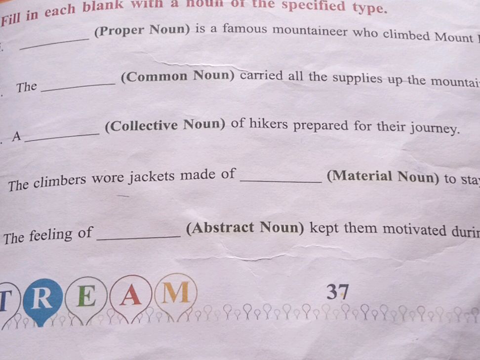 Fill in each blank with a noun of the | StudyX