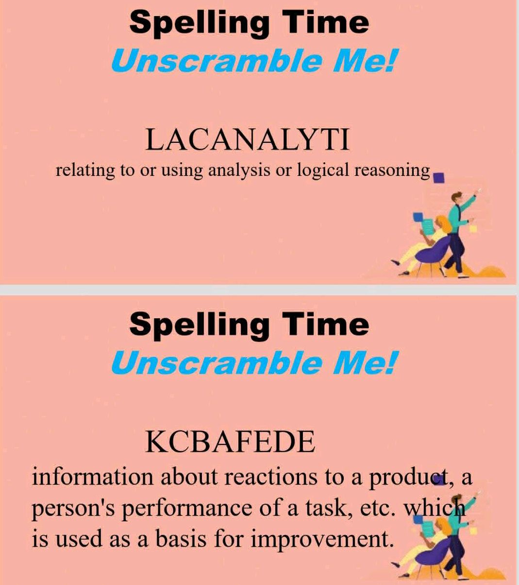 Spelling Time Unscramble Me! LACANALYTI